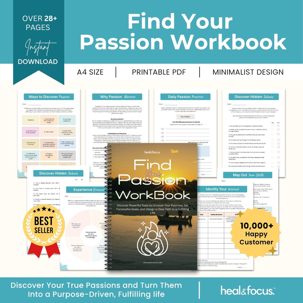 Find Your Passion Workbook – Purpose & Career Clarity Guide – Heal & Focus