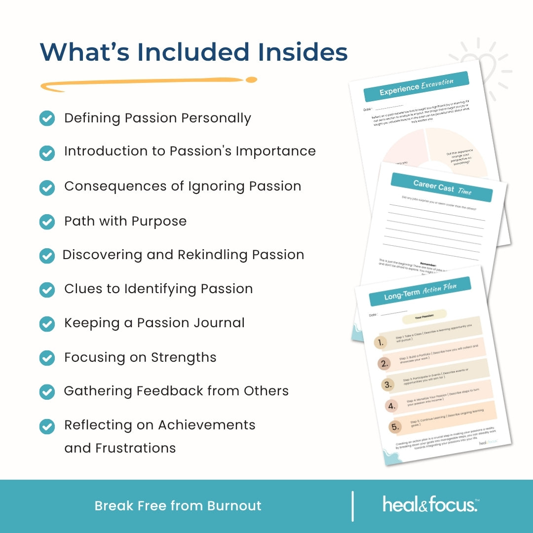 Find Your Passion Workbook – Purpose & Career Clarity Guide – Heal & Focus